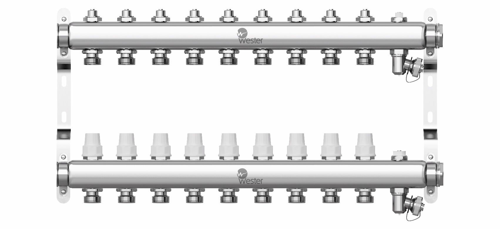 Коллектор 1" из нерж. стали на 9 выходов 3/4"ЕК без расходомеров, группа в сборе, Wester MUVS9134 0-32-1614