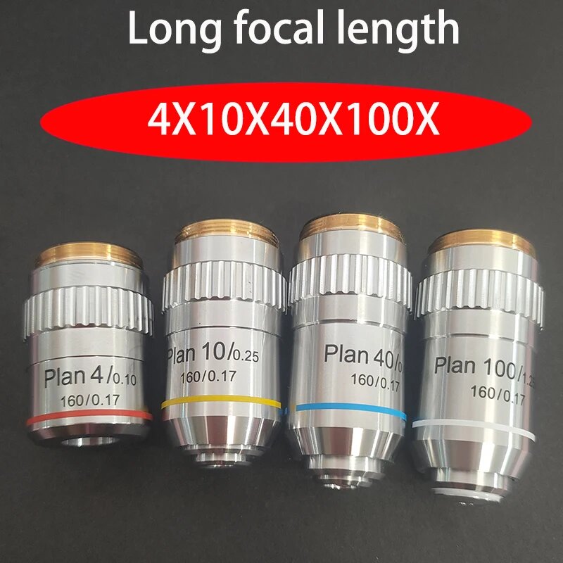 Объективы микроскопа Plan 4x, 10x, 40x, 100x