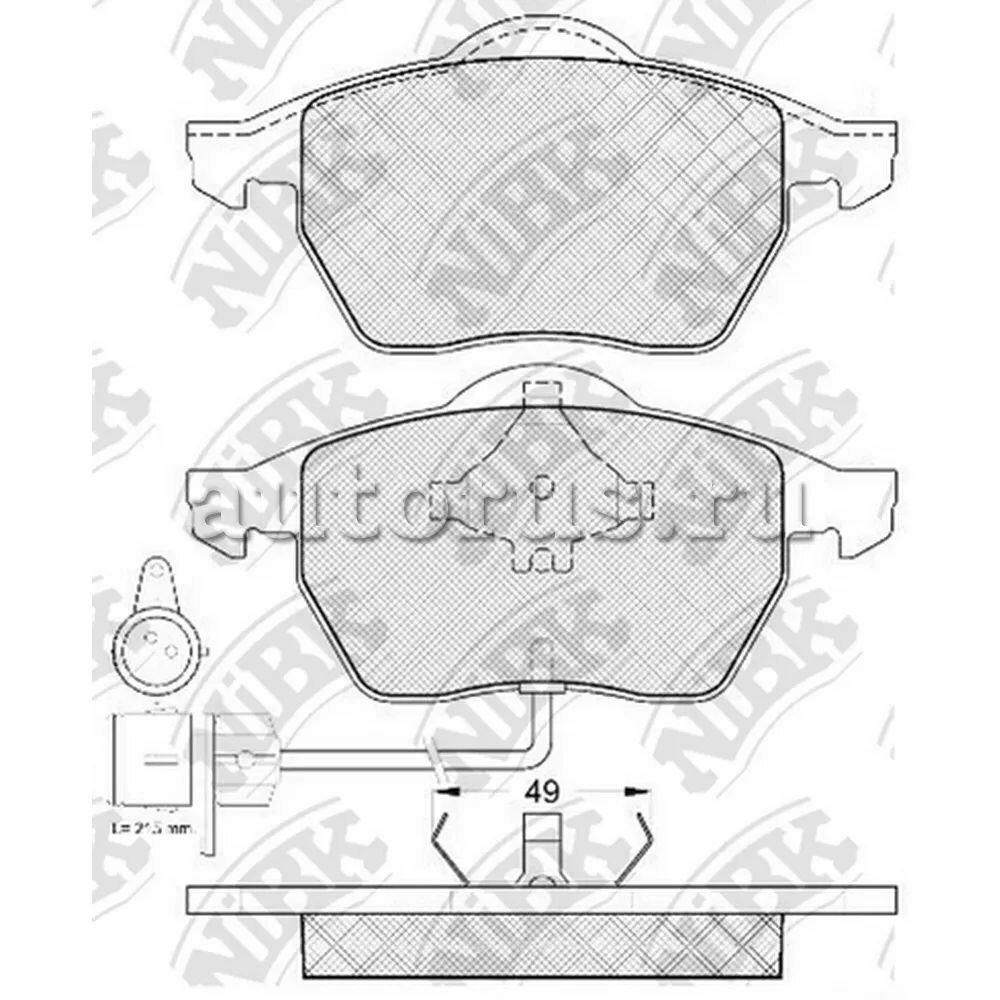 Колодки тормозные дисковые передние для а/м Audi A4, Seat Exeo, Skoda Superb, Volkswagen Passat, NIBK PN0300W