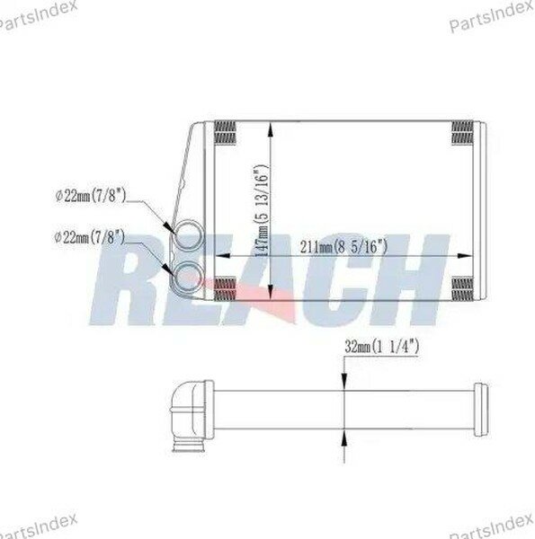 Радиатор отопителя REACH 1.18.15080 Renault Megane II 02- 1.6 I 16V 2002-