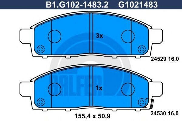 Колодки тормозные передние GALFER B1-G102-1483-2 Mitsubishi L200, Pajero Sport II 07->