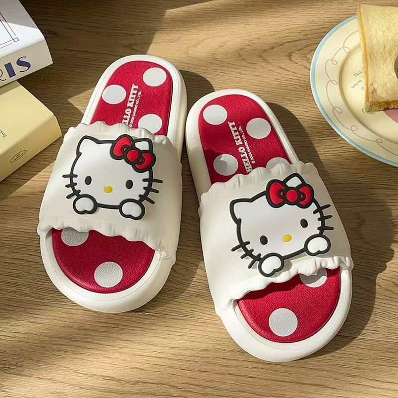 Новые милые летние тапочки Hello Kitty с мультяшным рисунком для женщин