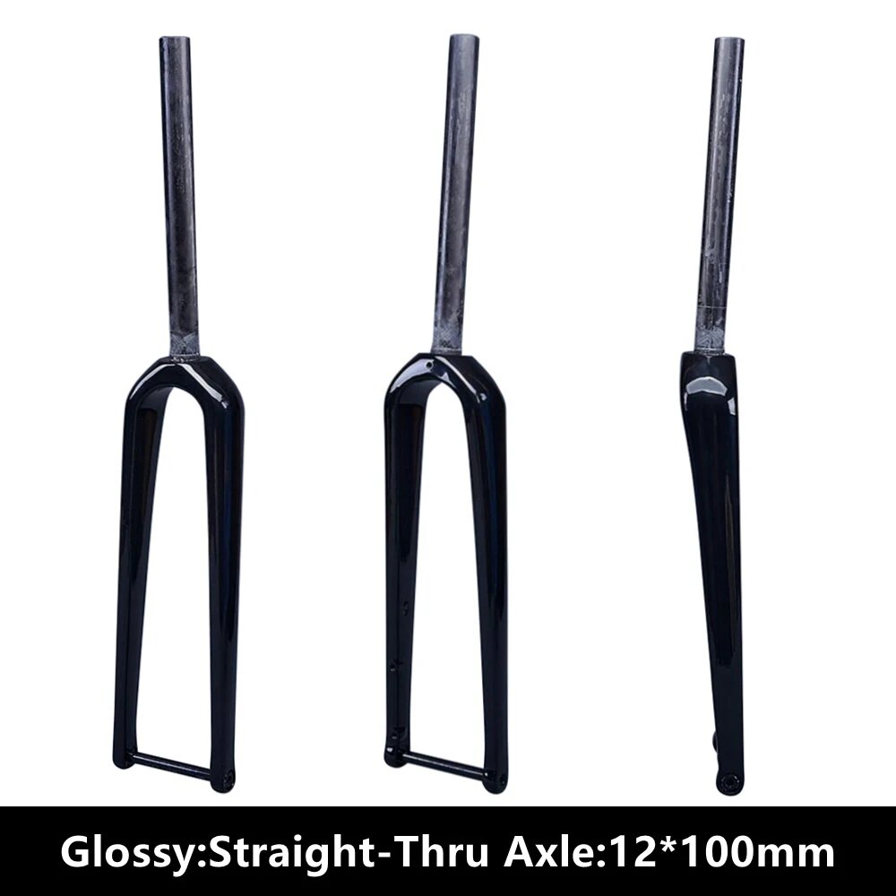 TOSEEK Карбоновая вилка для велосипеда 700C*55C Черный, Gloss-TA-Straight