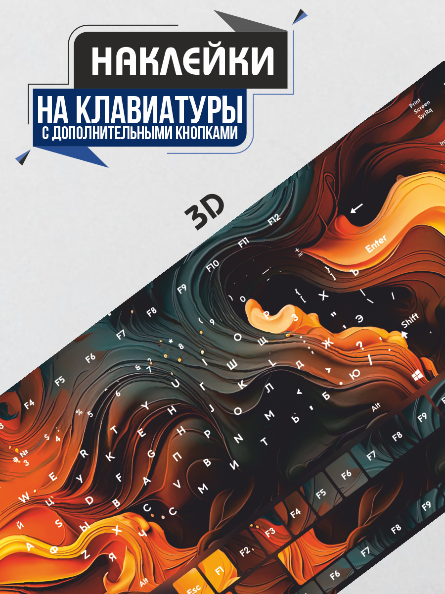 Наклейки на клавиатуру 3D объёмная текстура
