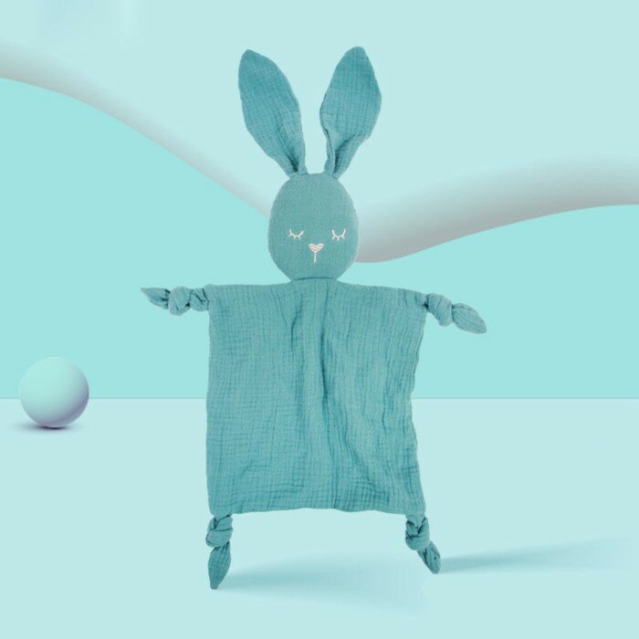 Mum&Baby Комфортер - игрушка для сна новорожденных, M&B «Зайка», погремушка, муслин, синий