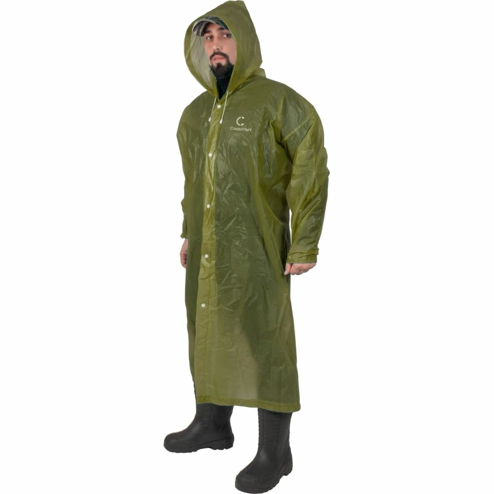 Плащ-дождевик на кнопках с капюшоном Следопыт eva, 72x125 см, army green, р. 52-54 PF-RC-03