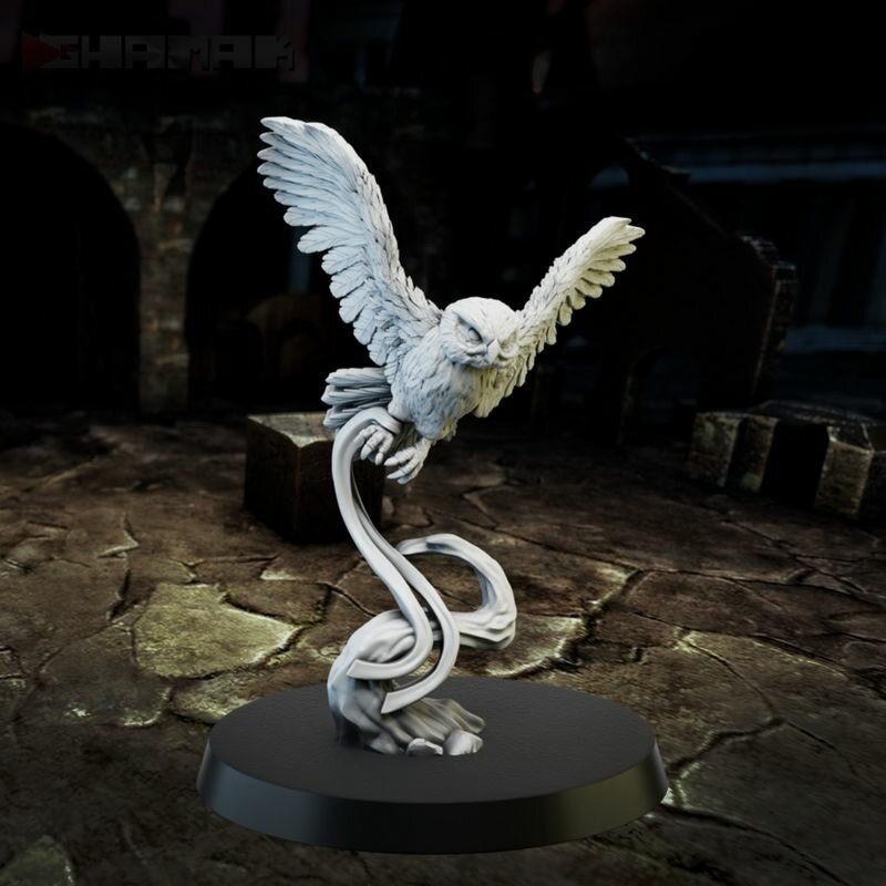 Сова Букля Фамильяр, Grand Alliance Order Sylvaneth Wood Elves Familiar миниатюра для DnD (ДнД) и других Настольных игр( НРИ, Варгеймов или РПГ), фентези тематика