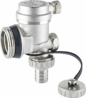 Концевой фитинг для коллектора - 1" наружная резьба TIM COMPACT (тройник, автоматический воздухоотводчик, сливной кран). 1шт.