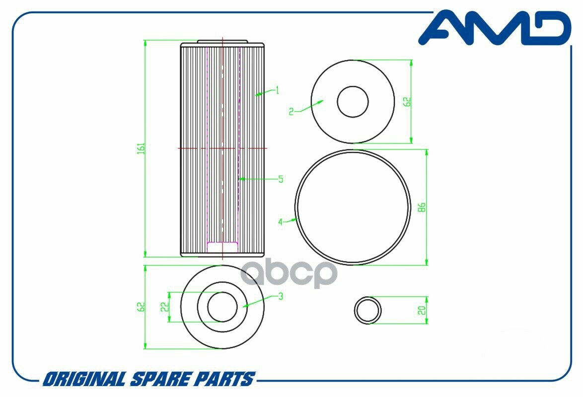 Фильтр масляный SSANGYONG Actyon Rexton Korando AMD арт. AMDFL22