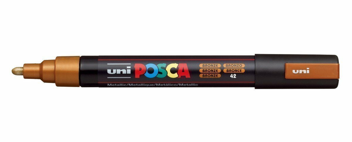 Маркер Uni POSCA PC-5M бронзовый, 1.8 - 2.5 мм, пулевидный наконечник