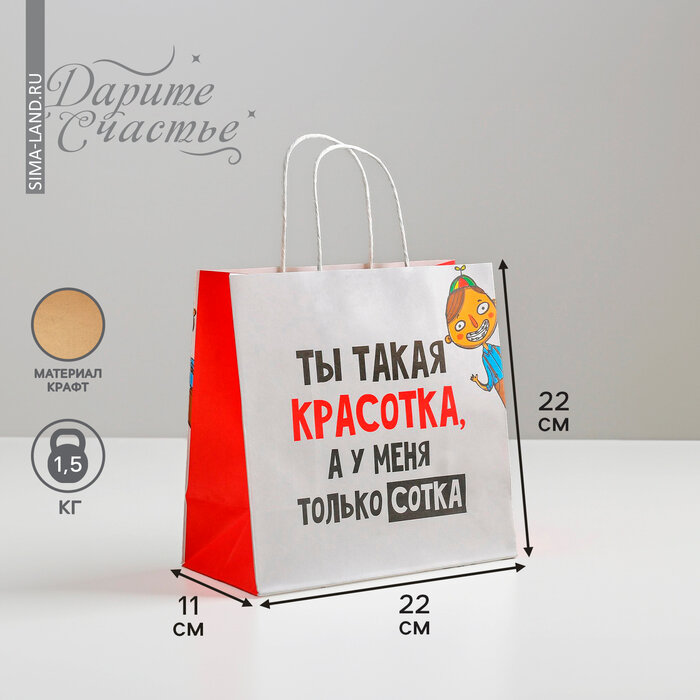 Пакет подарочный, упаковка, «Красотка», 22 х 22 х 11 см, 5114105