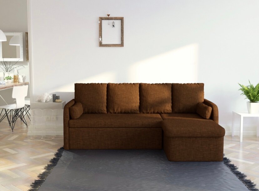 Диван угловой Александр, Рогожка Дарк Браун