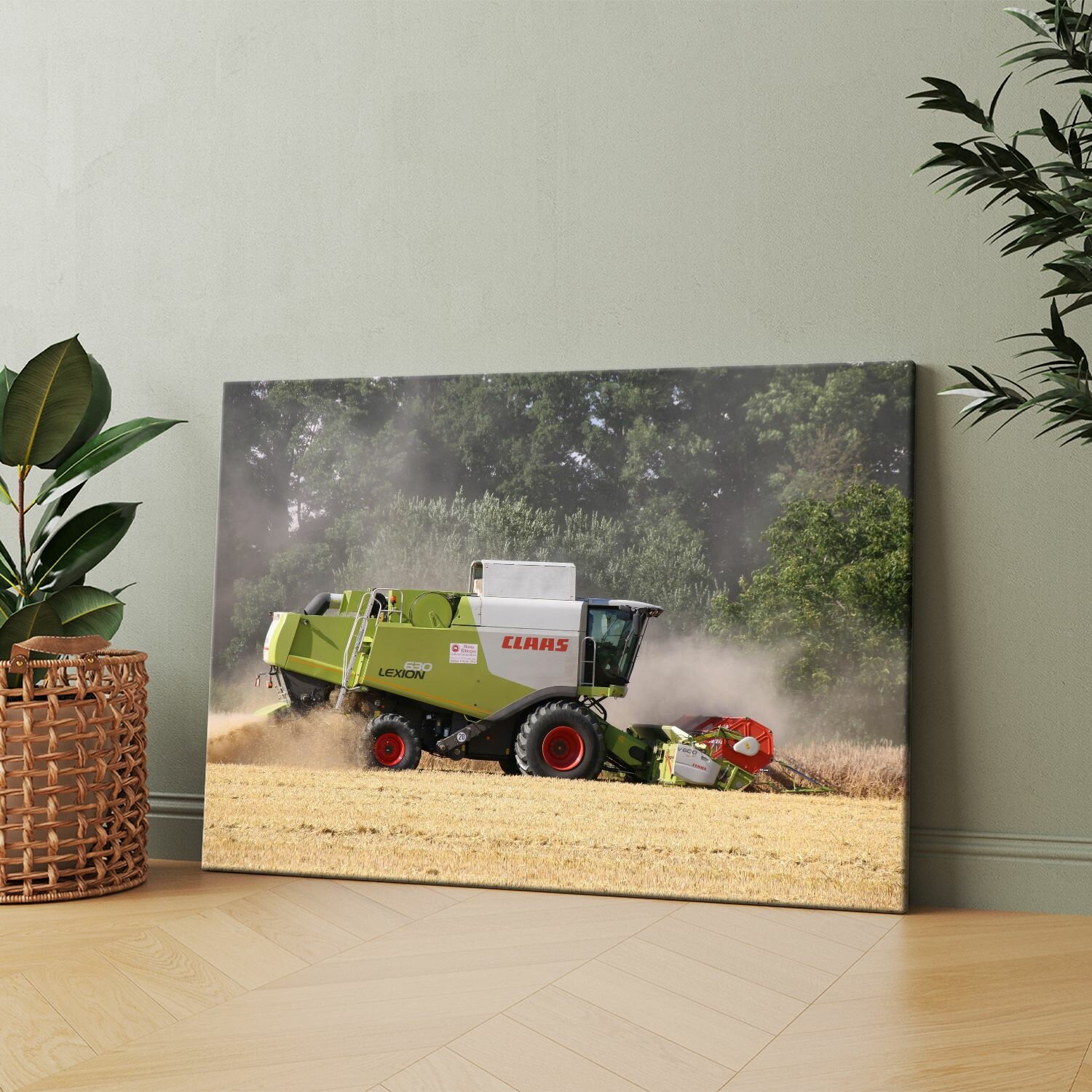 Картина на холсте (Зерноуборочный комбайн Claas Lexion) 30x40 см. Интерьерная, на стену.