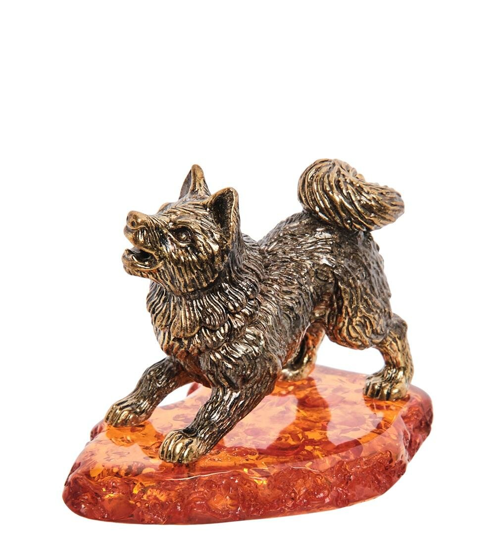 Фигурка Лайка (латунь, янтарь) A2088168 Народные промыслы, бронзовый