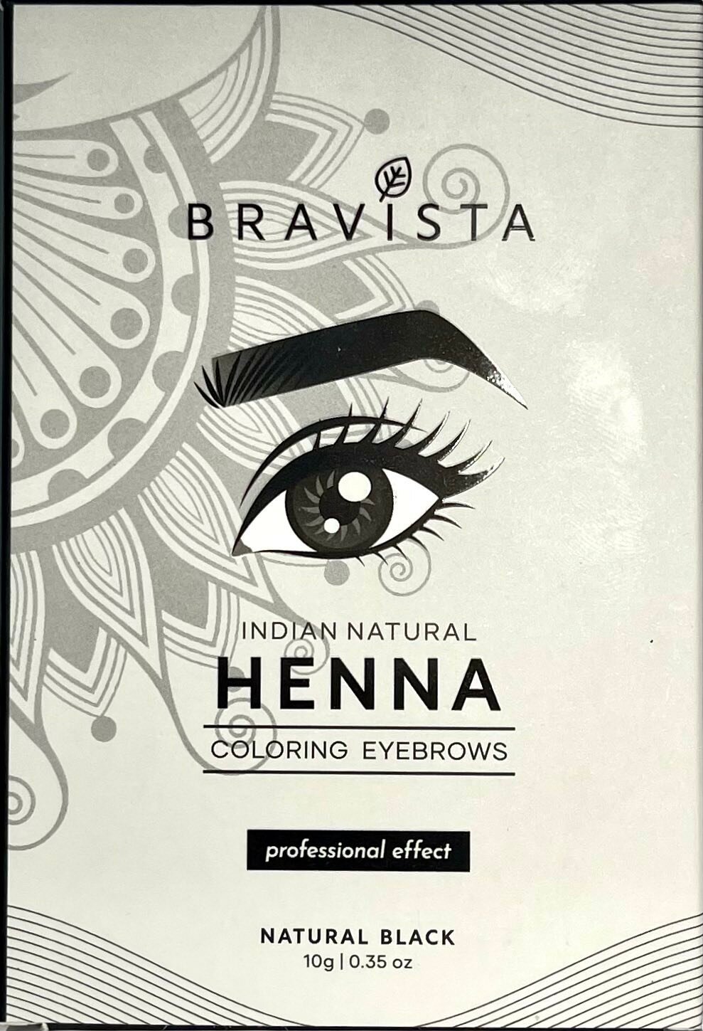 Indian natural HENNA, coloring eyebrows, NATURAL BLACK, Bravista (Индийская натуральная ХНА, краска для бровей, натуральный черный, Брависта), 10 г.