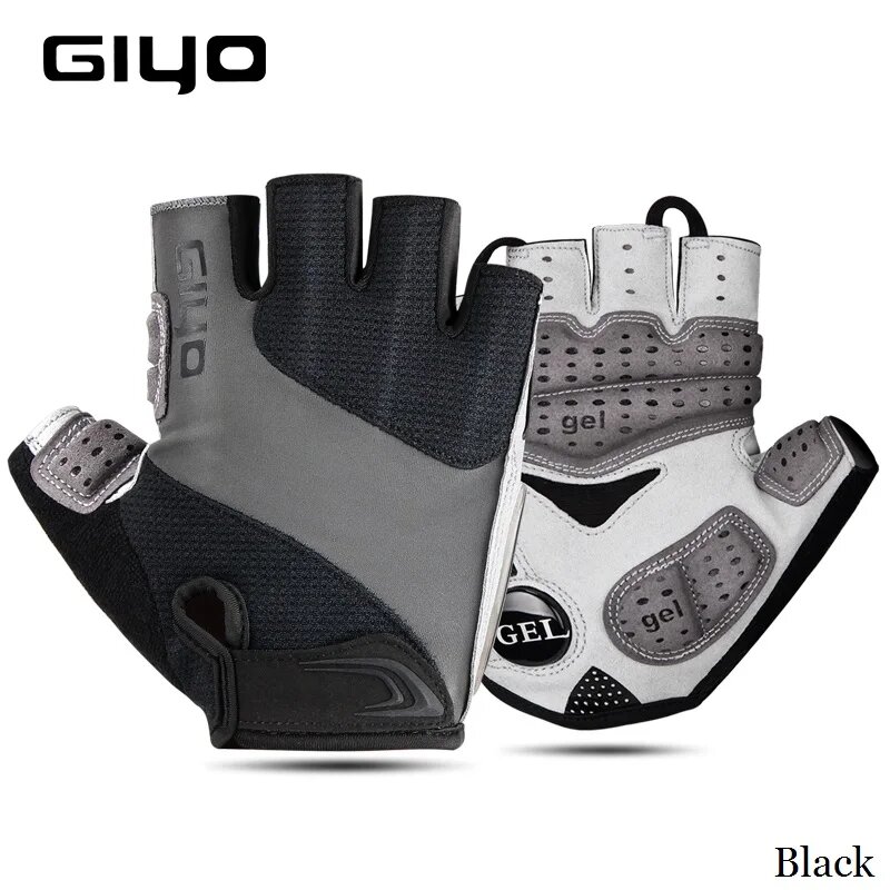 Giyo полупальцевые перчатки из лайкры синие Черный, L, S-10 Black Gloves