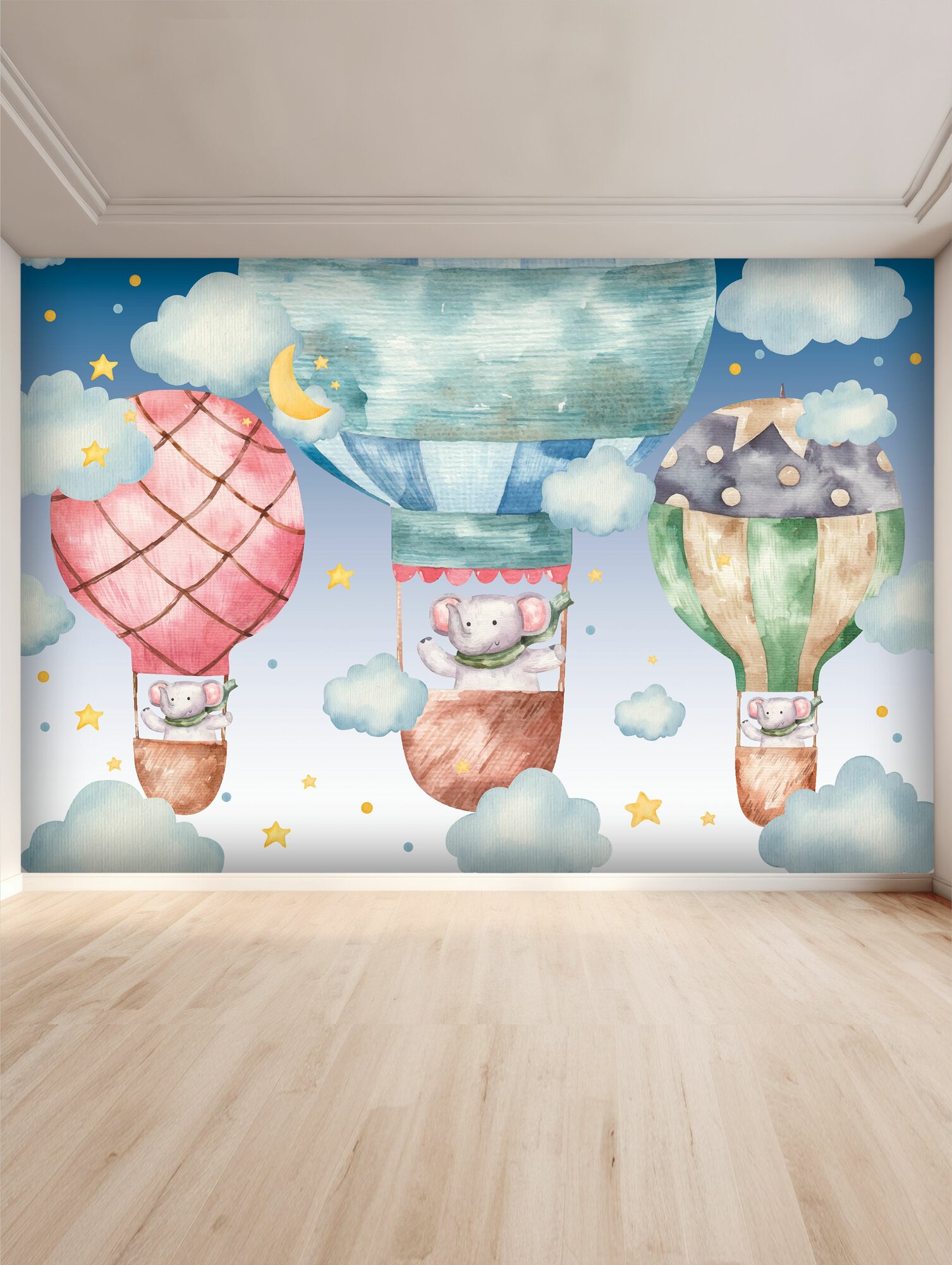 Фотообои на стену Art IrbisPrint Слоны на воздушном шаре 400х270 на флизелиновой основе