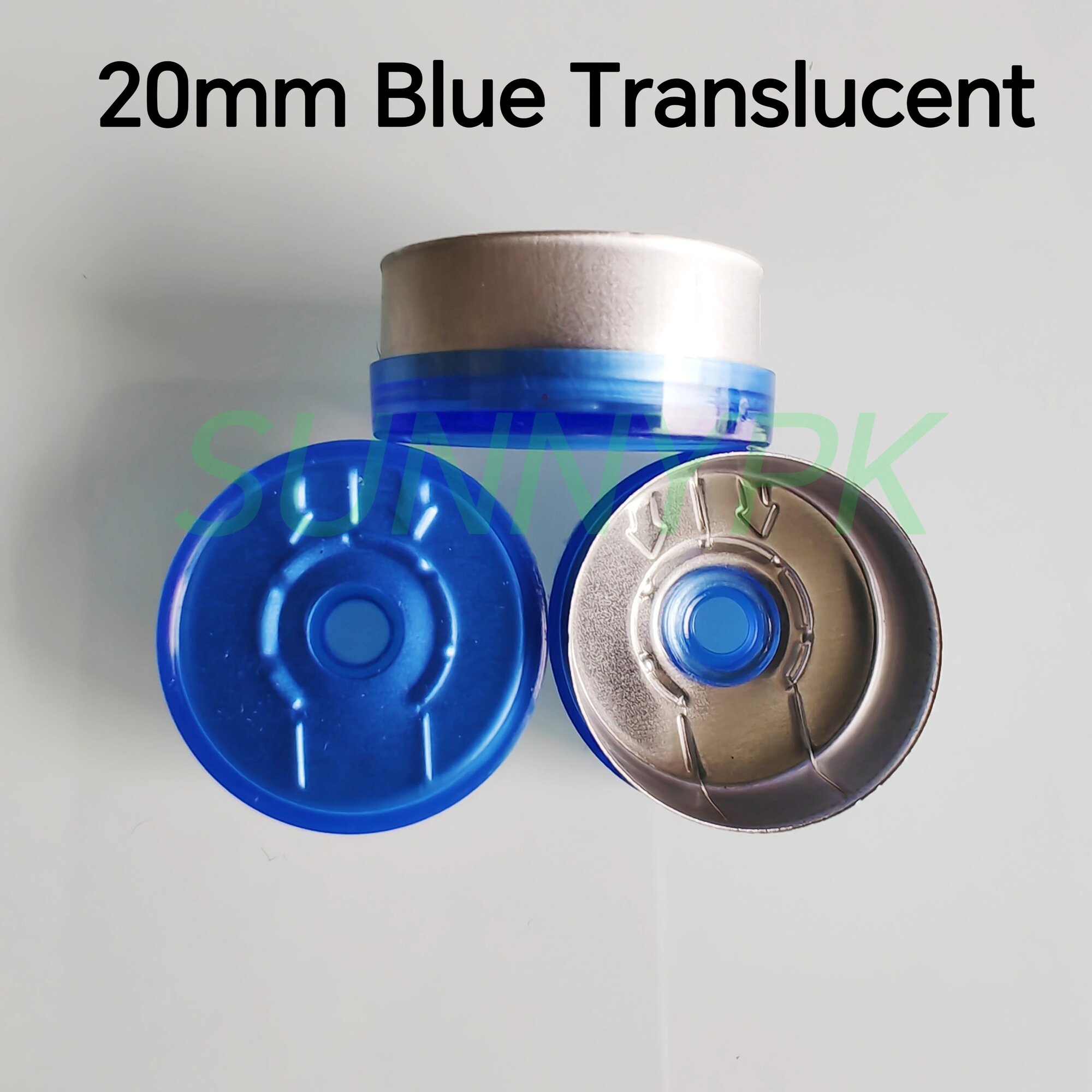 Крышки 20 мм Blue Translucent, пластик/алюминий