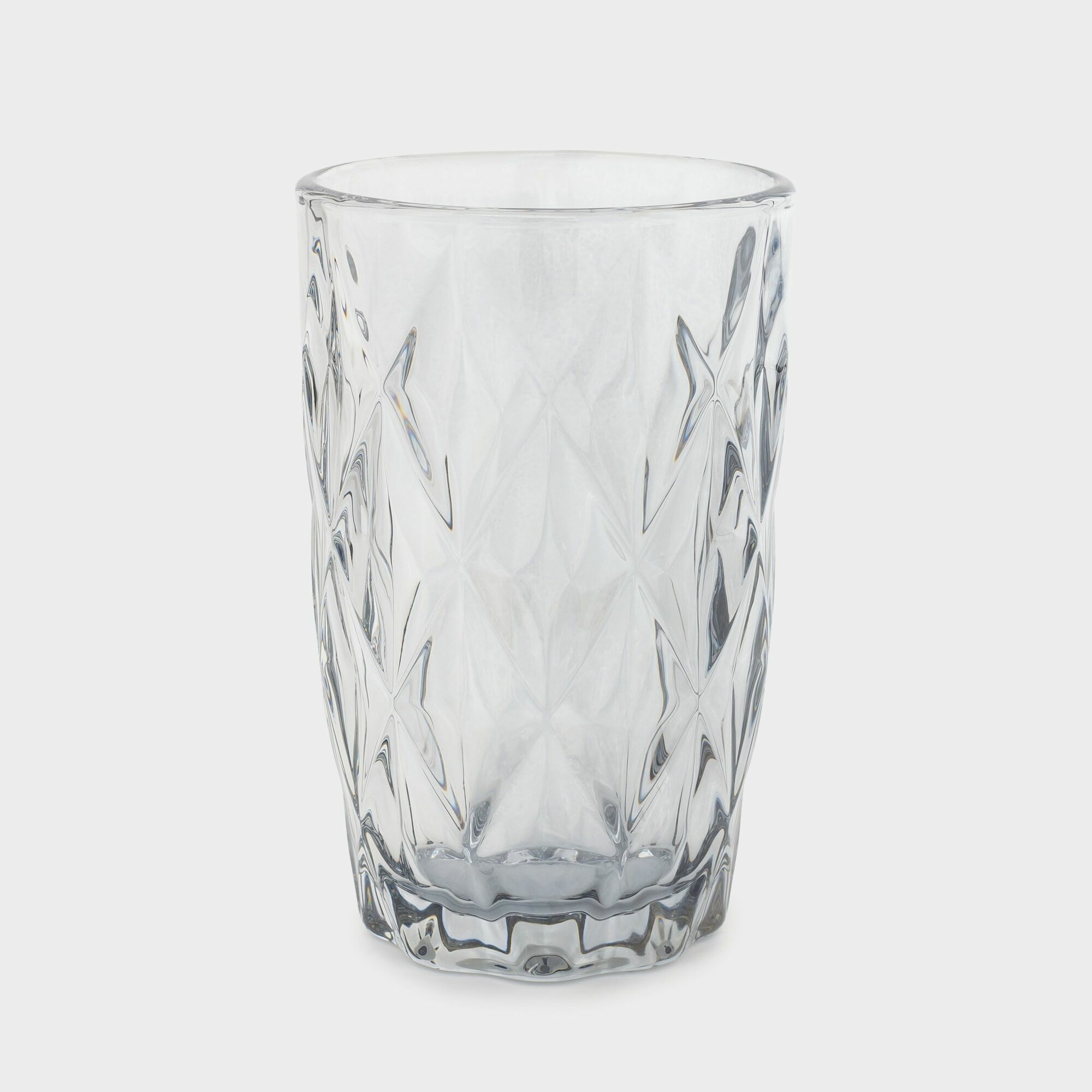Стакан для воды, Kuchenland, 340 мл, стекло Р, серый, Rhomb color