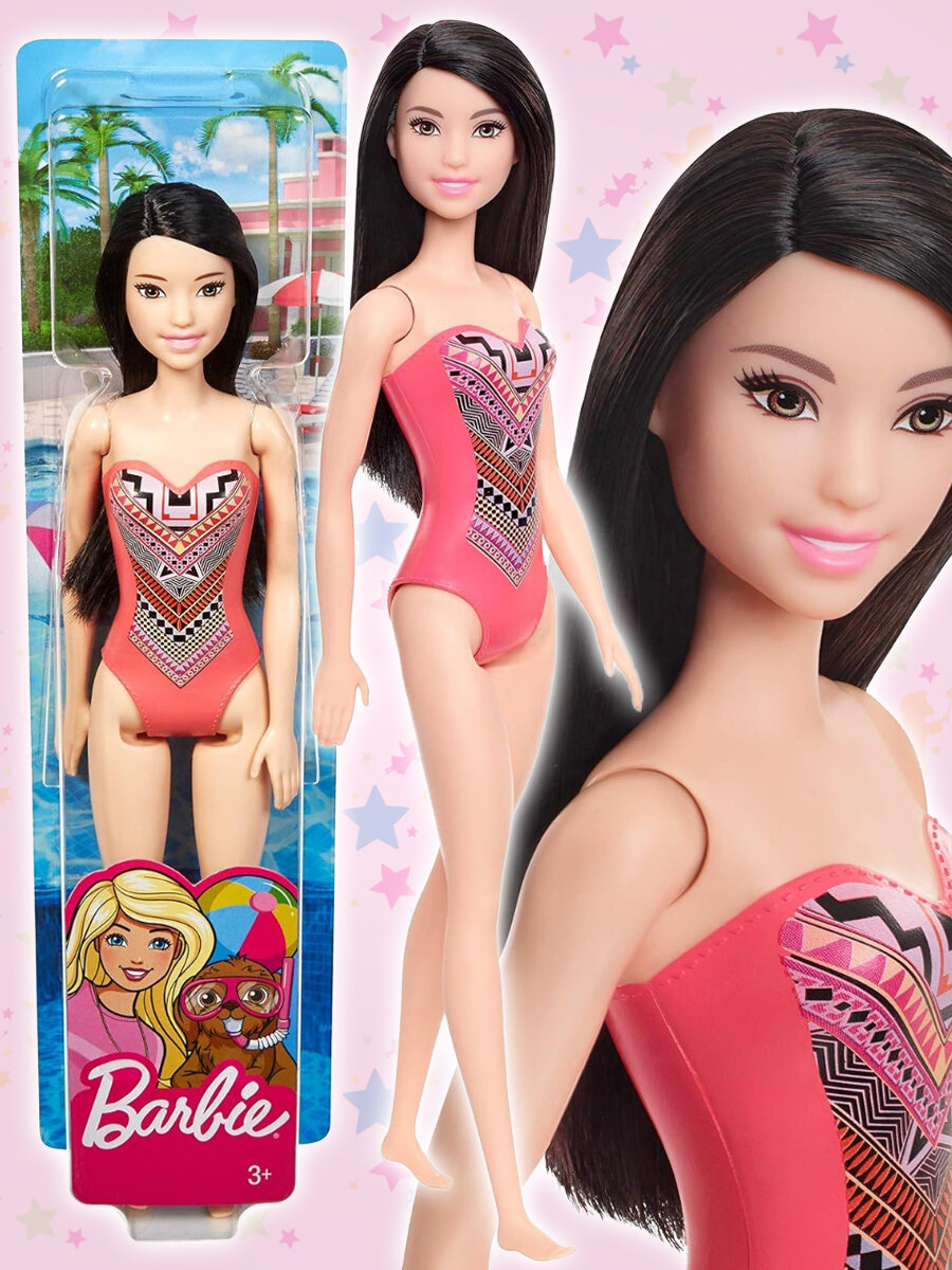 Кукла Барби, высота 30 см, в красном купальнике серия Barbie Пляж
