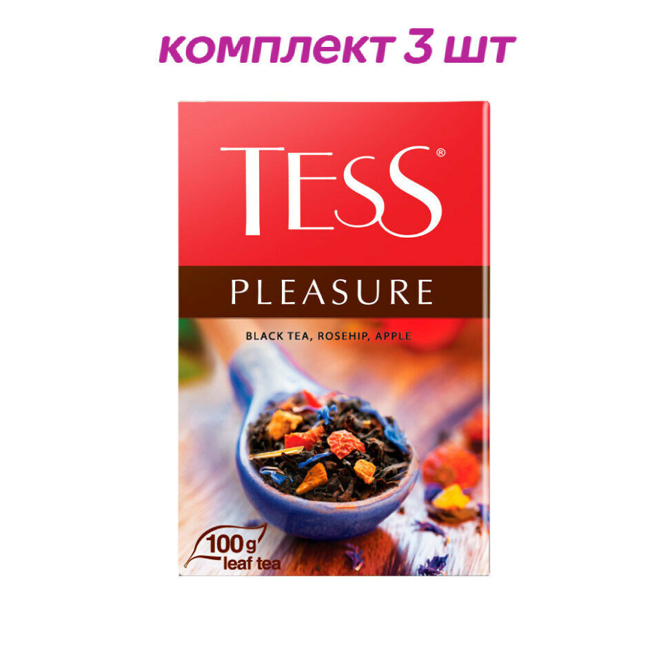 Чай черный листовой Tess Pleasure (Тесс Плэжа), 100 г (комплект 3 шт.) 6005886