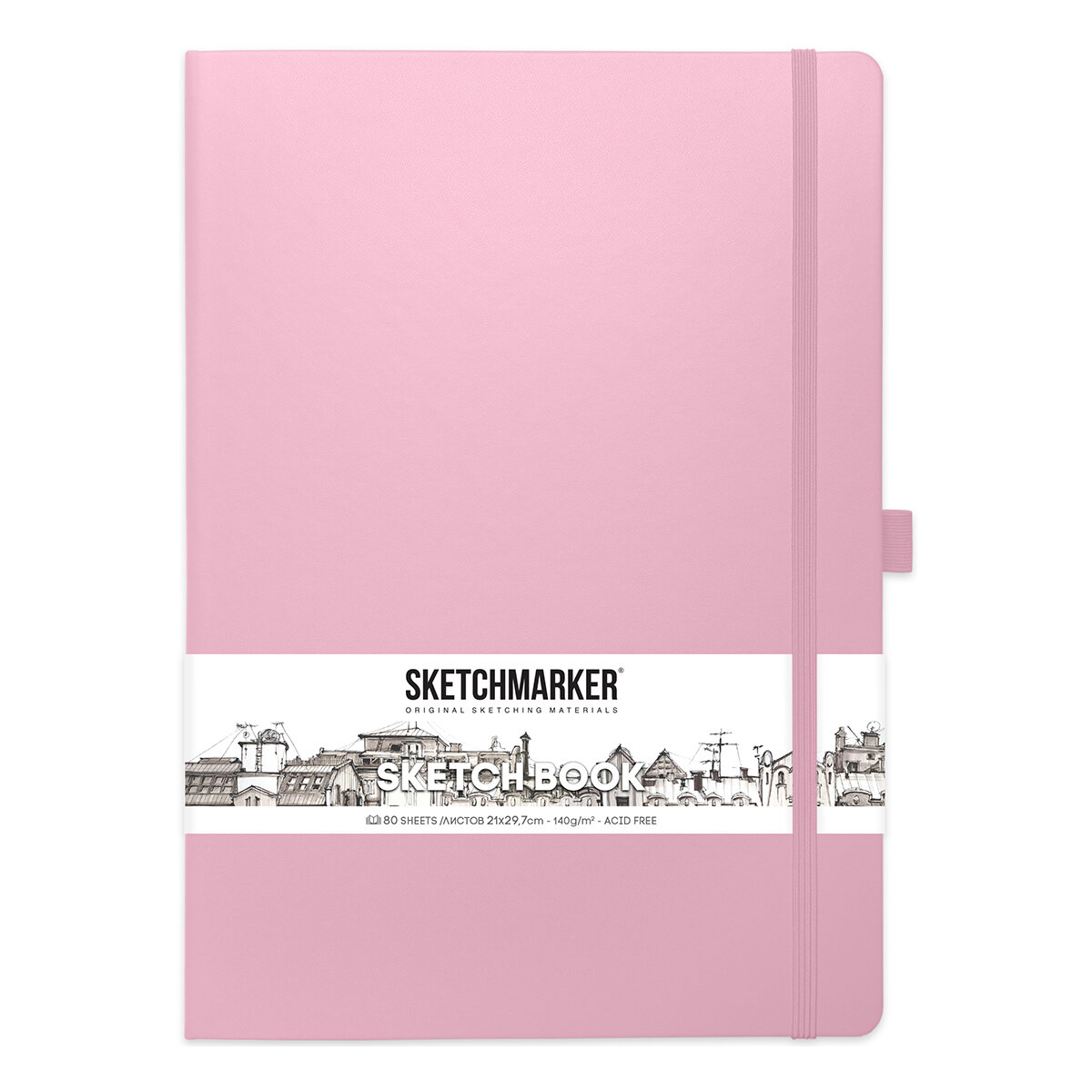 SKETCHMARKER Блокнот для зарисовок 140 г/м2 A4 21 х 29.7 см твердый переплет 80 л. розовый