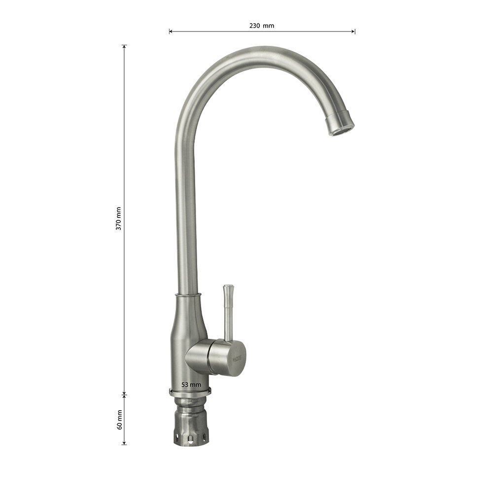 Смеситель кухонный MAGNUS из нержавеющей стали марка 304