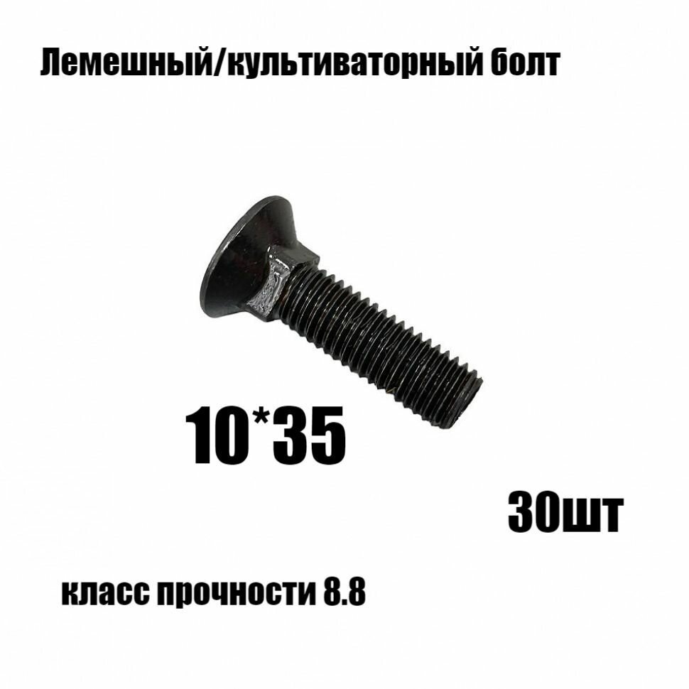 Болт культиваторный/лемешный высокопрочный М10х35 (кл. пр. 8.8) ГОСТ 7786 (30 шт)