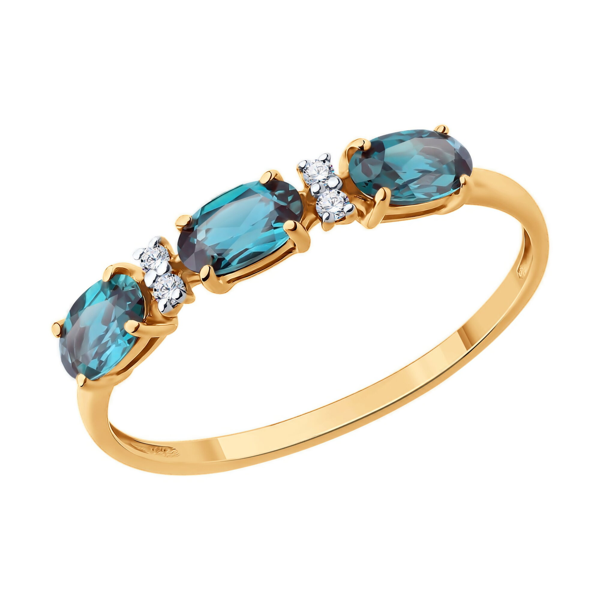 Кольцо дорожка, красное золото, 585 проба, александрит, бриллиант