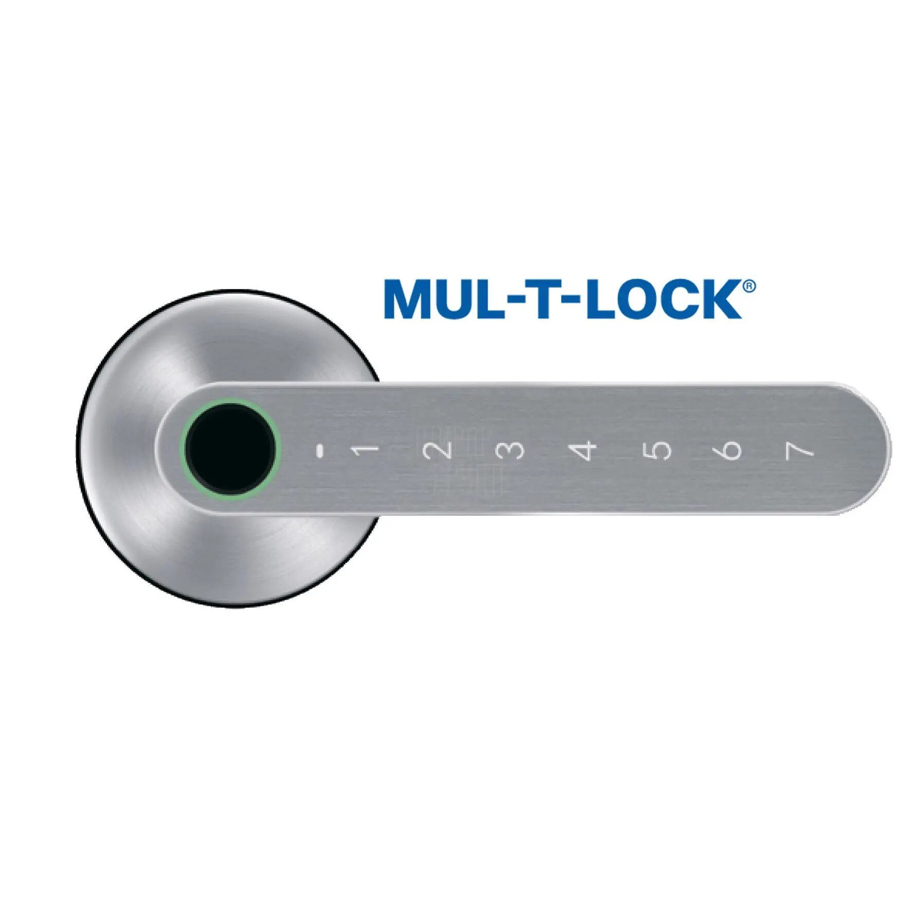 Электронная ручка Mul-T-Lock Smart H03 c отпечатком пальца, по коду, через телефон матовый хром