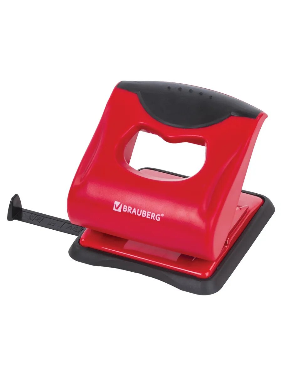 Дырокол, до 30 листов, красно-черный
