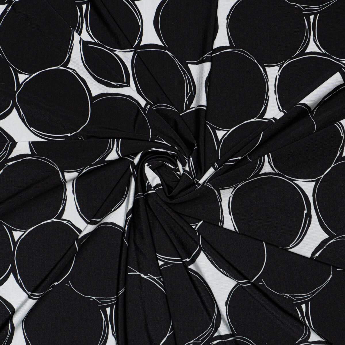 Трикотажная ткань белая черный горох, 1,4х1м