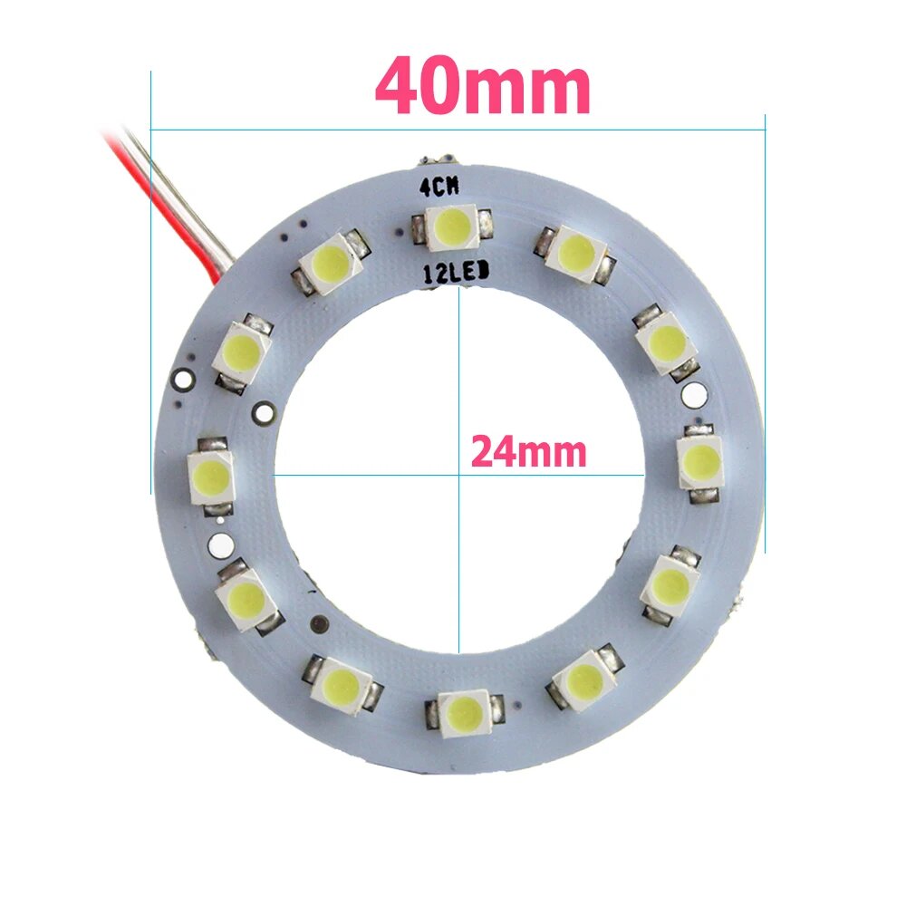 YM E-Bright 2 шт. Angel Eye 50 мм 1210 15 светодиодов 3528 5 см кольца Halo 12 В White 40MM