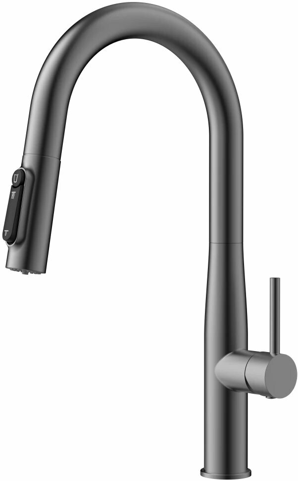Смеситель для кухни Kaiser Vita 43344-15 с подключением к фильтру, выдвижным изливом, вороненая сталь
