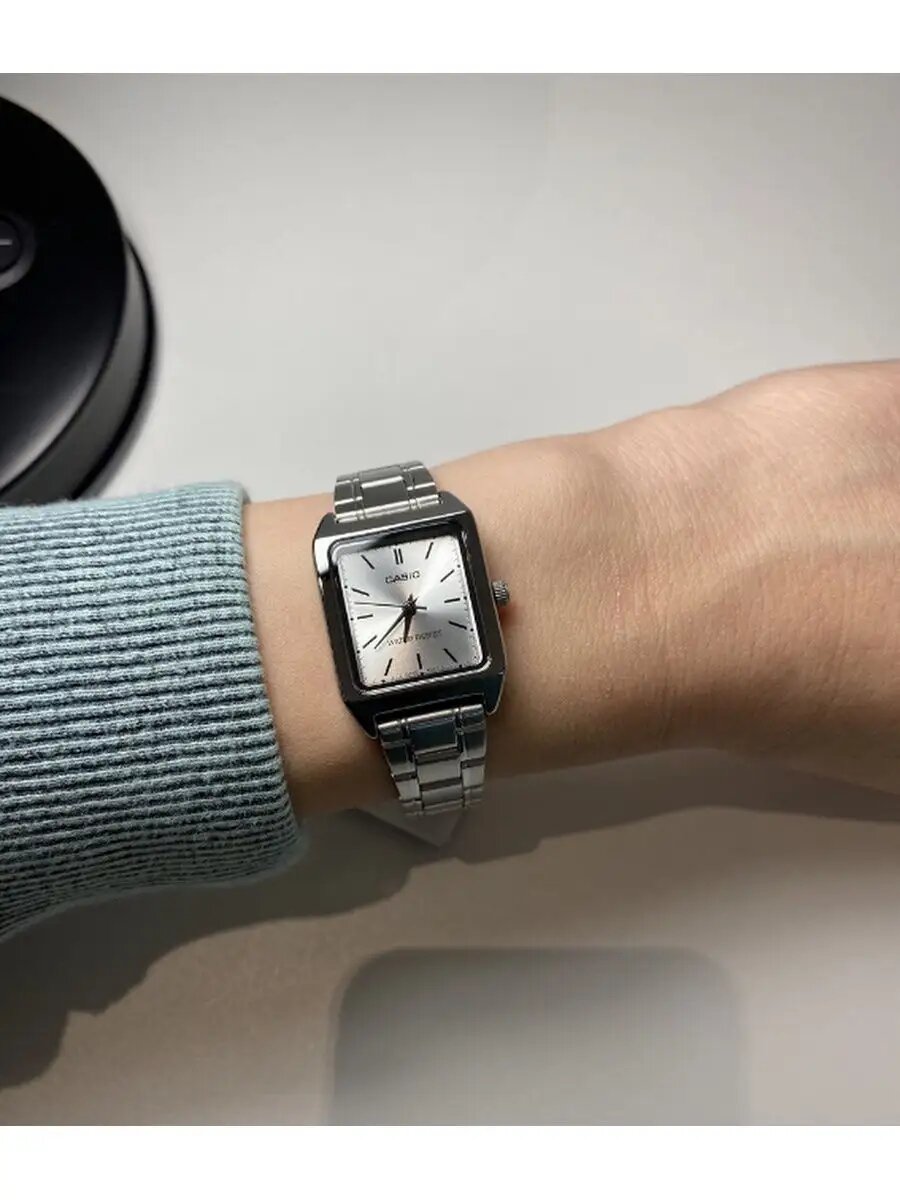 Наручные часы CASIO, серебряный, голубой — фото 1