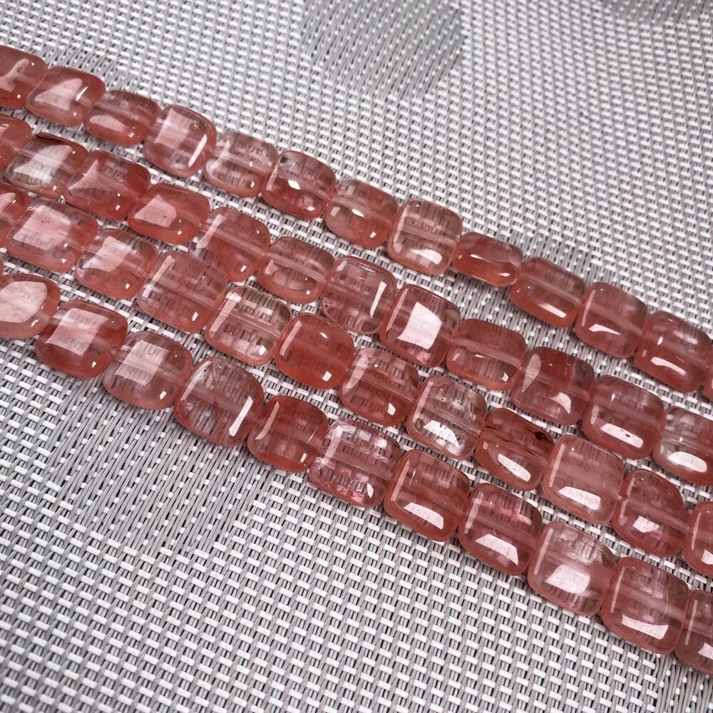 Бусины из натурального камня квадратные 12x12x5 мм 33 шт Бордовый, Watermelon Red Stone