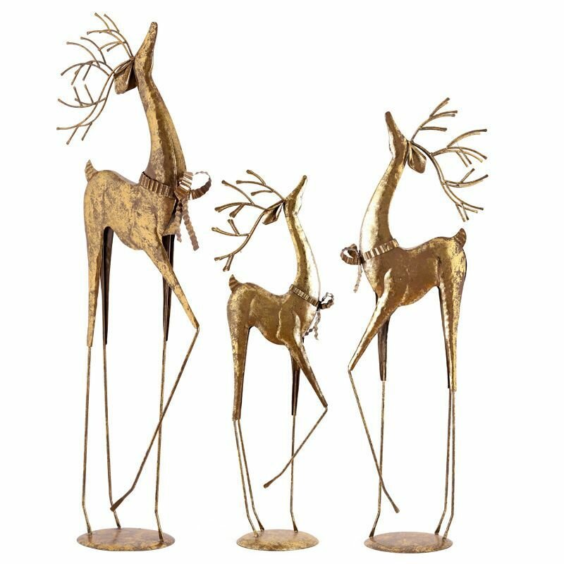 Украшение сада статуэткой металлического оленя, набор из 3 предметов
