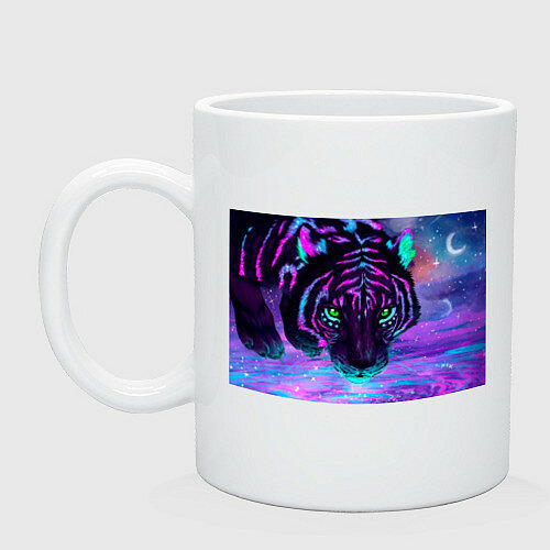 Светящийся неоновый тигр Керамическая кружка