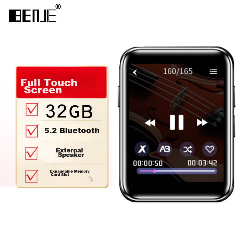 Цифрровой плеер Benjie X1-32G Bluetooth 1.8-Inch Full Touch Screen MP3/MP4, Black