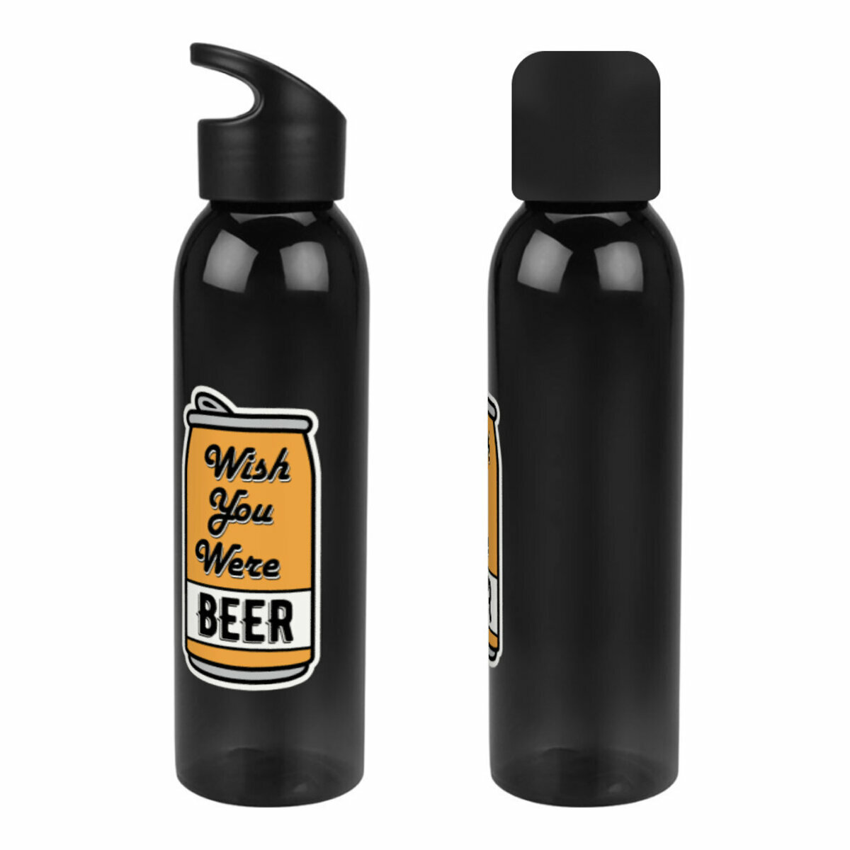 Бутылка черная для воды с принтом Пиво здесь спортивная