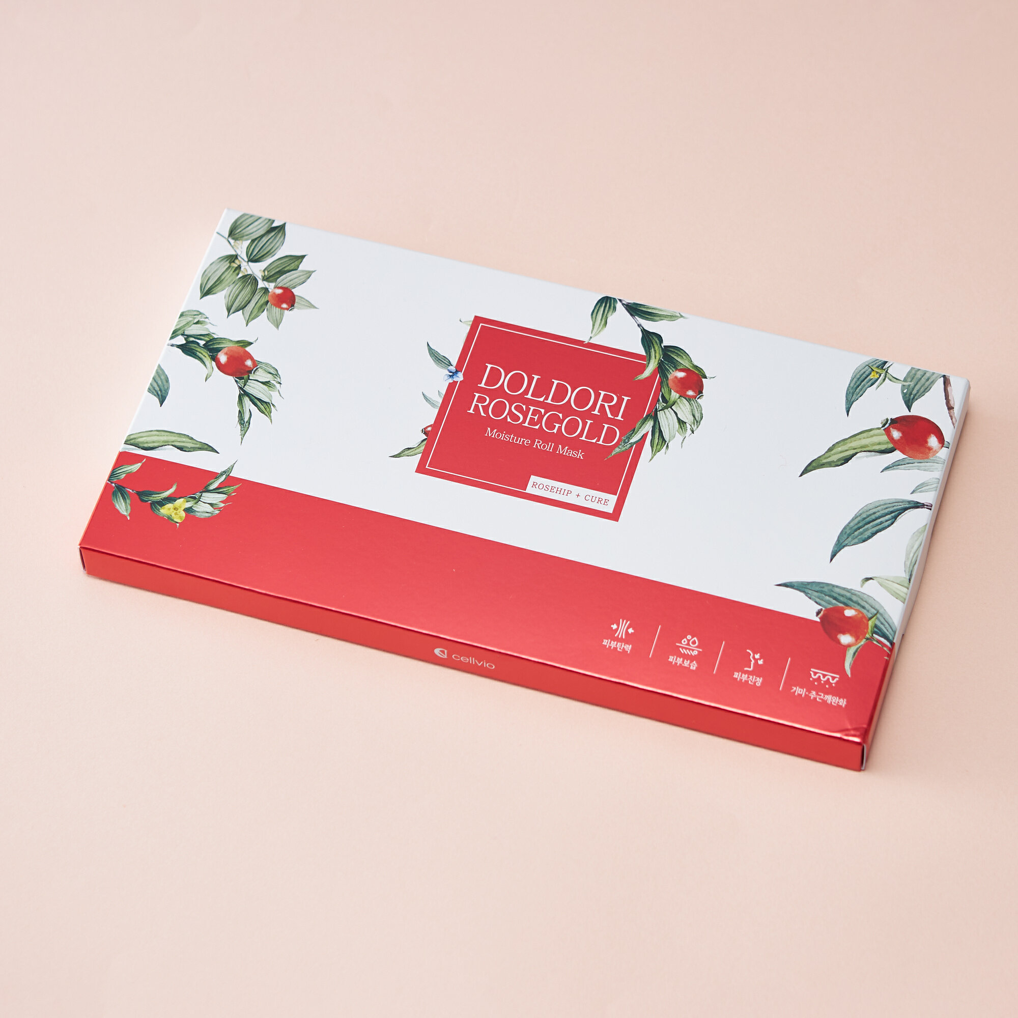 CELLVIO Тканевая маска с золотом и экстрактом шиповника Doldori Rose Gold Moisture Roll Mask, 27мл х 8 шт