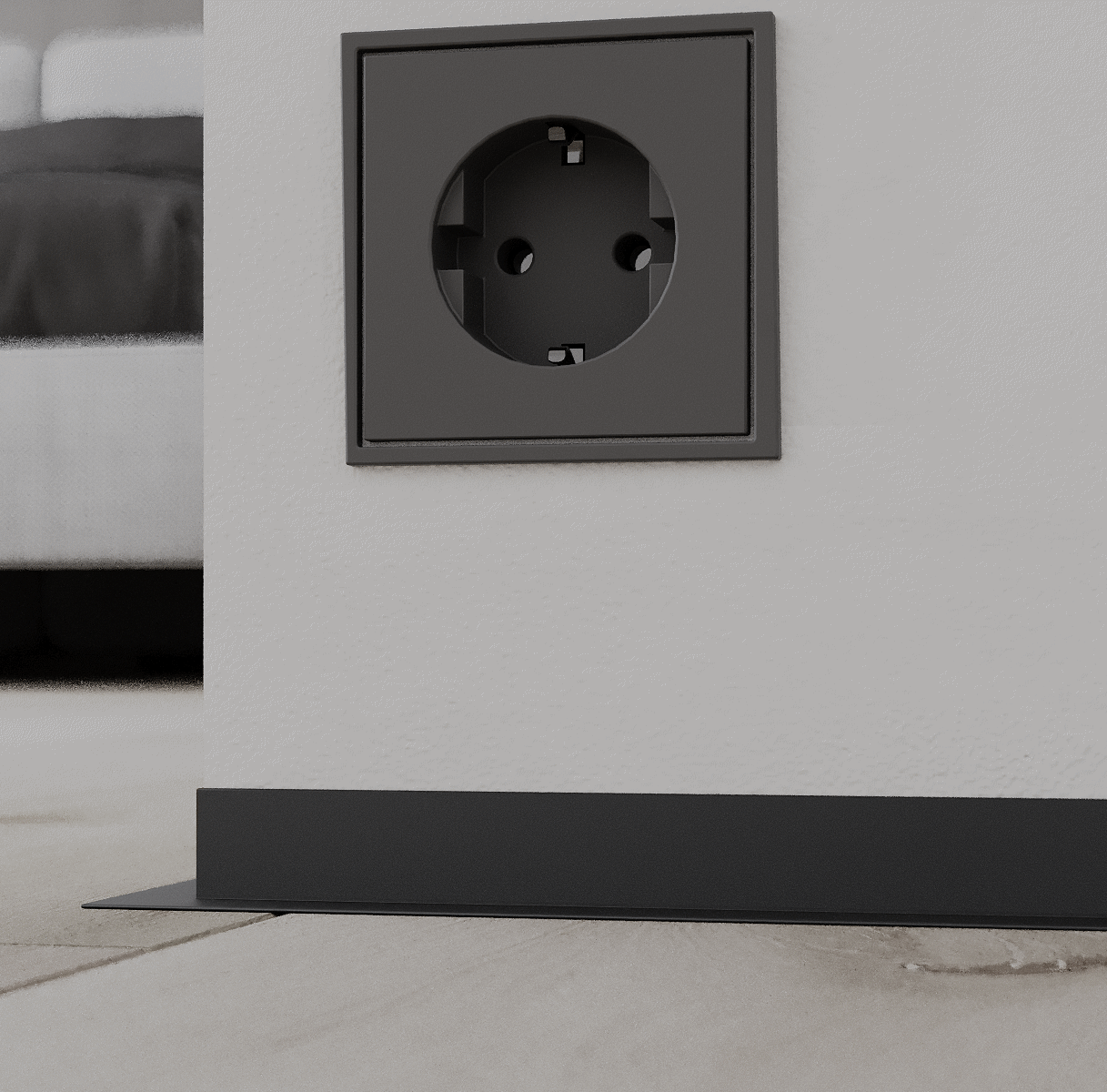 Микроплинтус Ликорн Лайн L-образный черный С-05.25.3 L 1 шт. 2500х25,8х16 мм