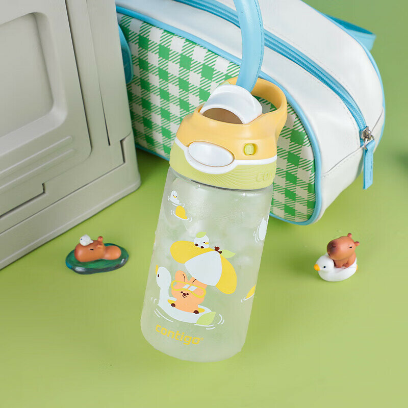 Contigo Plastic Cup Student Sports Water Bottle Dragon Mouth Drinking Cup HBC-DEM112 Lemon Pool 450ml