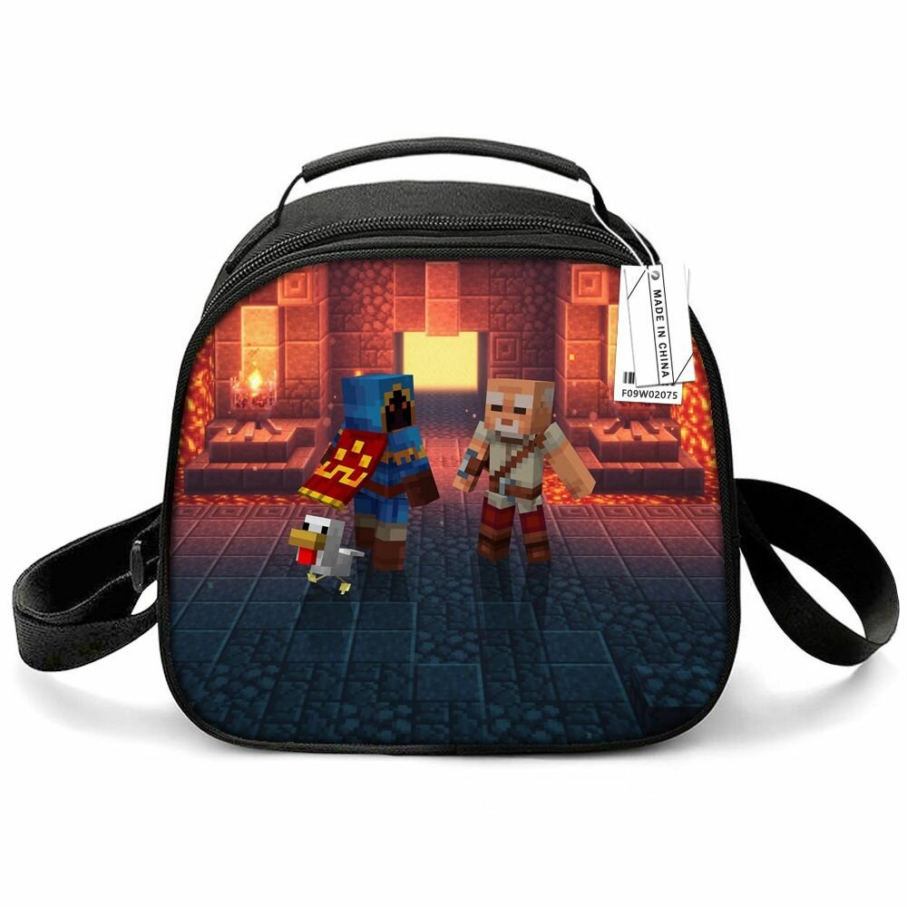 Изолированная сумка Minecraft, для студентов, полиэстер, 600D, алюминиевая плёнка