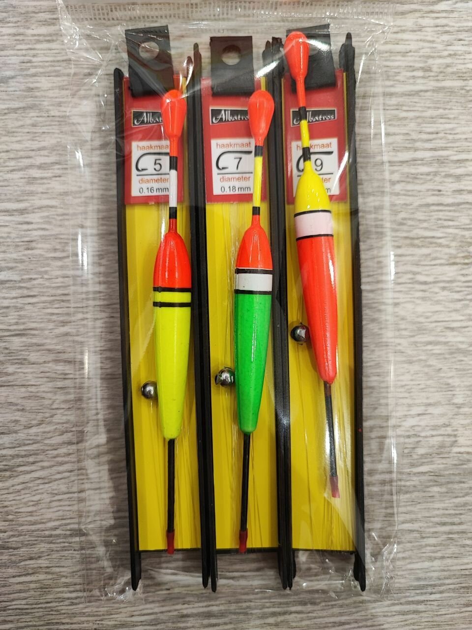 Набор поплавков, для поплавочной, карповой, на карася и др. ловли, 3шт, 0,11м, желтый/зеленый/оранжевый