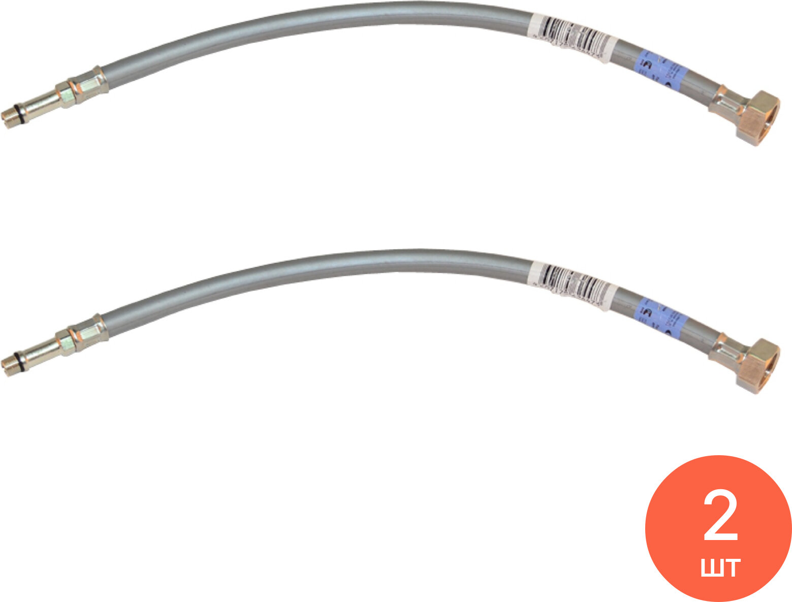 Гибкая подводка для воды Виткос для смесителей, с длинным штуцером, внутренняя-наружная резьба, из полимера, диаметр 1/2дюйма (М10), 0.6м, 1шт. / водоснабжение (комплект из 2 шт)