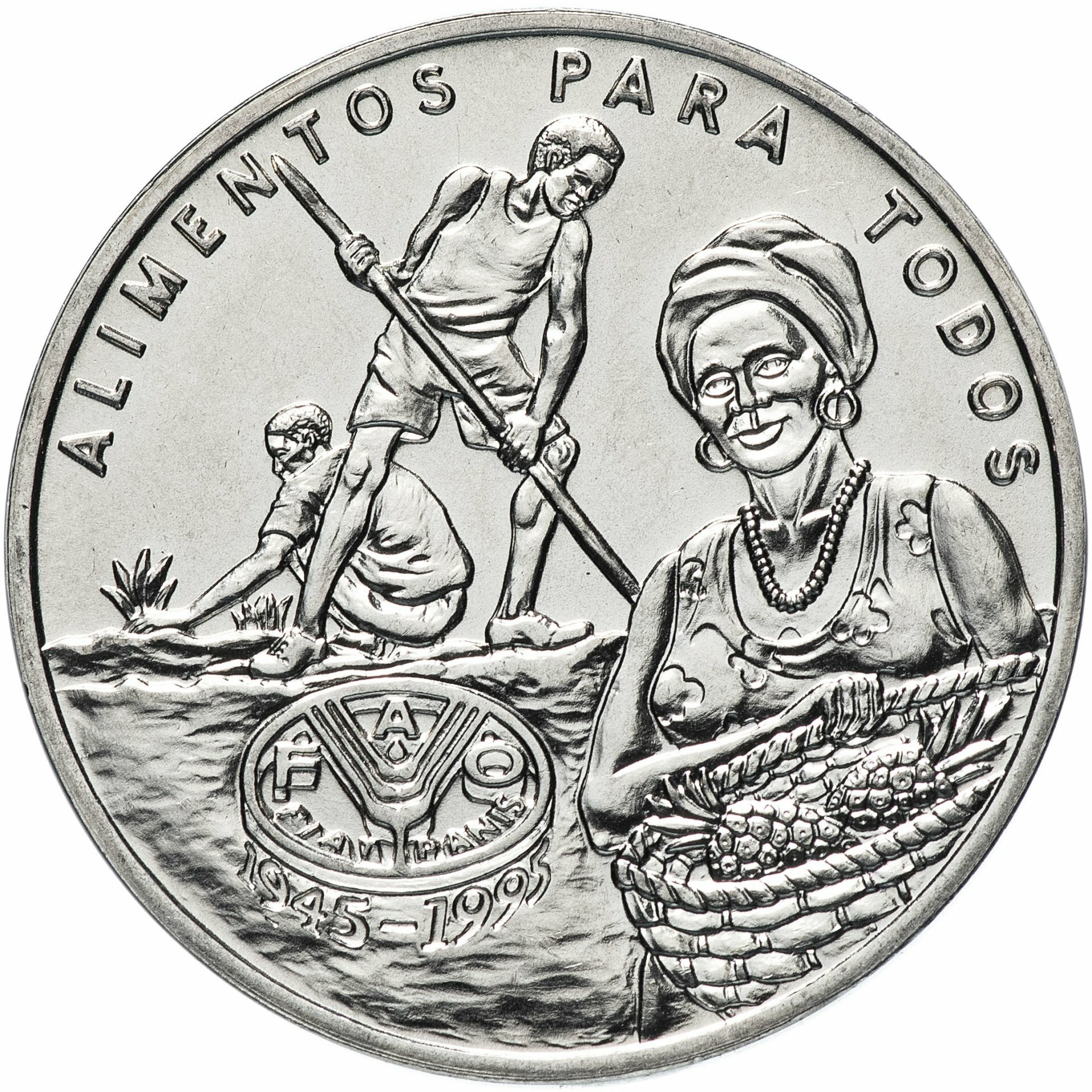 Гвинея-Бисау 2000 песо 1995 "50 лет ФАО", Сталь, в сохранности UNC