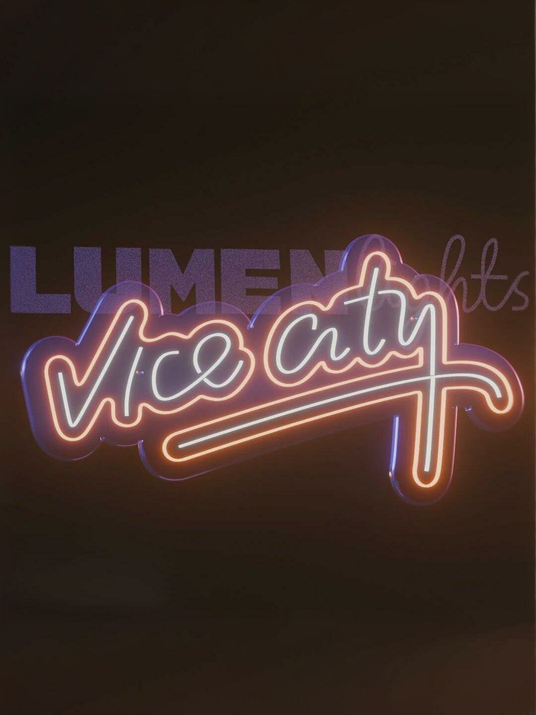 Неоновая вывеска, светильник декоративный Vice City, 65х36 см.