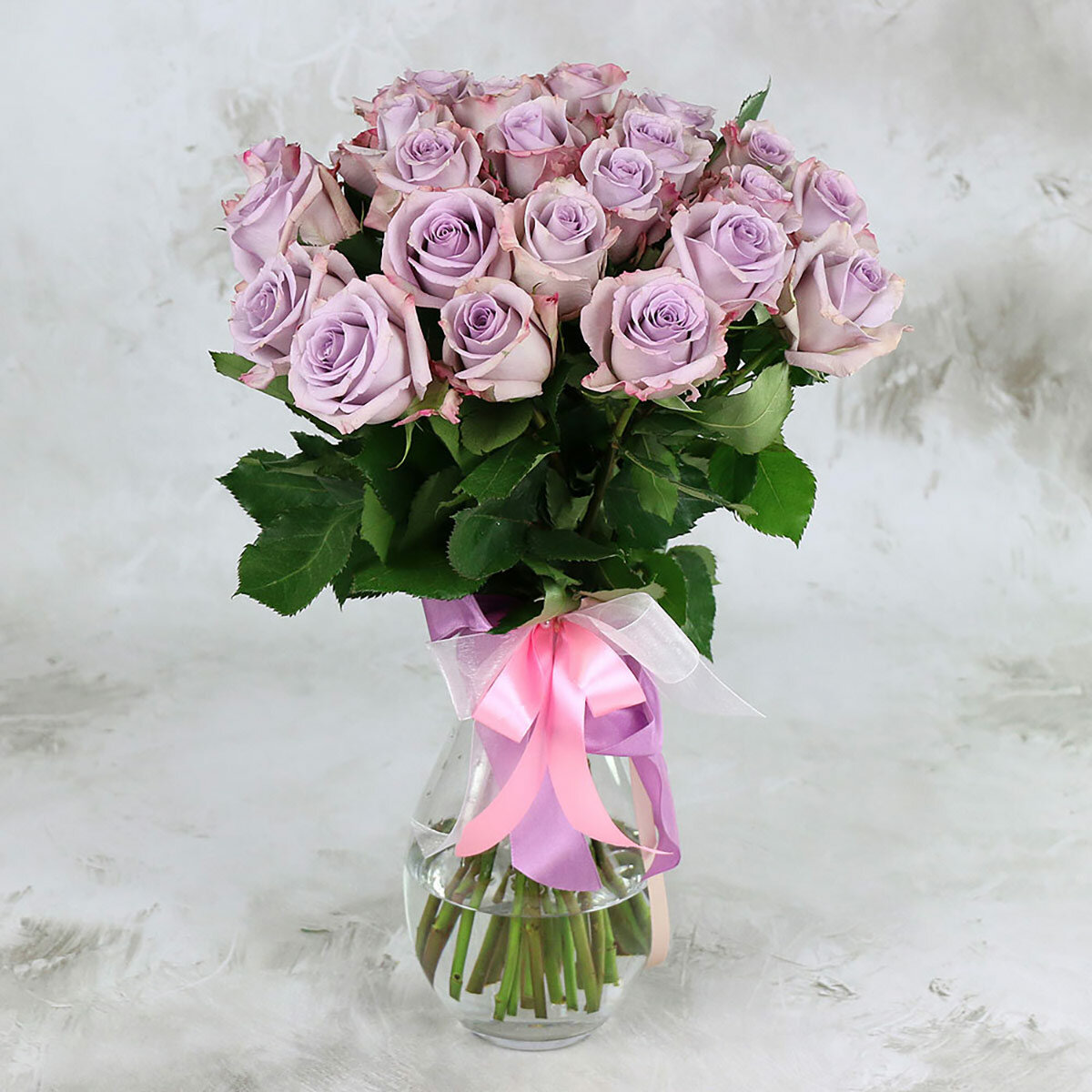 Букет Букет Маркет, сиреневые розы Эквадор, высота 40 см, монобукет, 25шт
