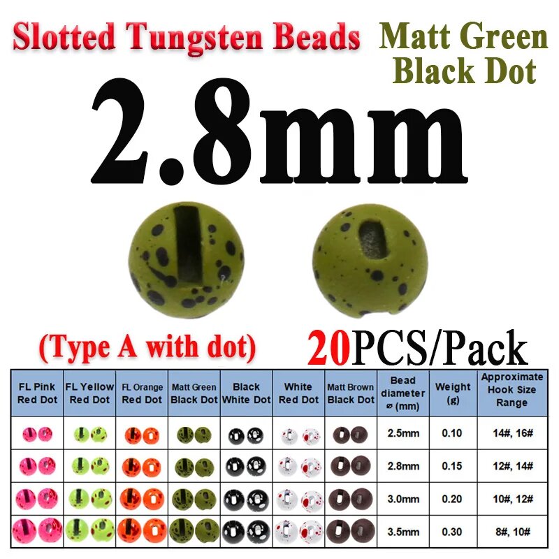 Vtwins Быстро тонущие бусины для нахлыстовой рыбалки Зеленый, 2.8mm 20pcs MgreenA